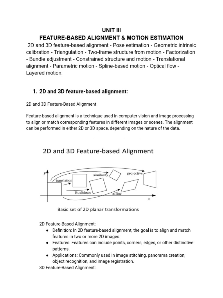 CV_UNIT III (1) | PDF | Spline (Mathematics) | Computer Vision