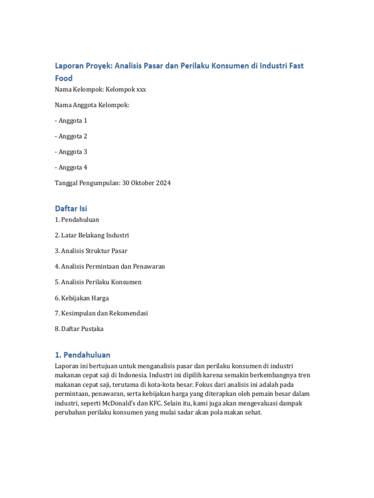 Contoh Laporan PBL Ekonomi | PDF
