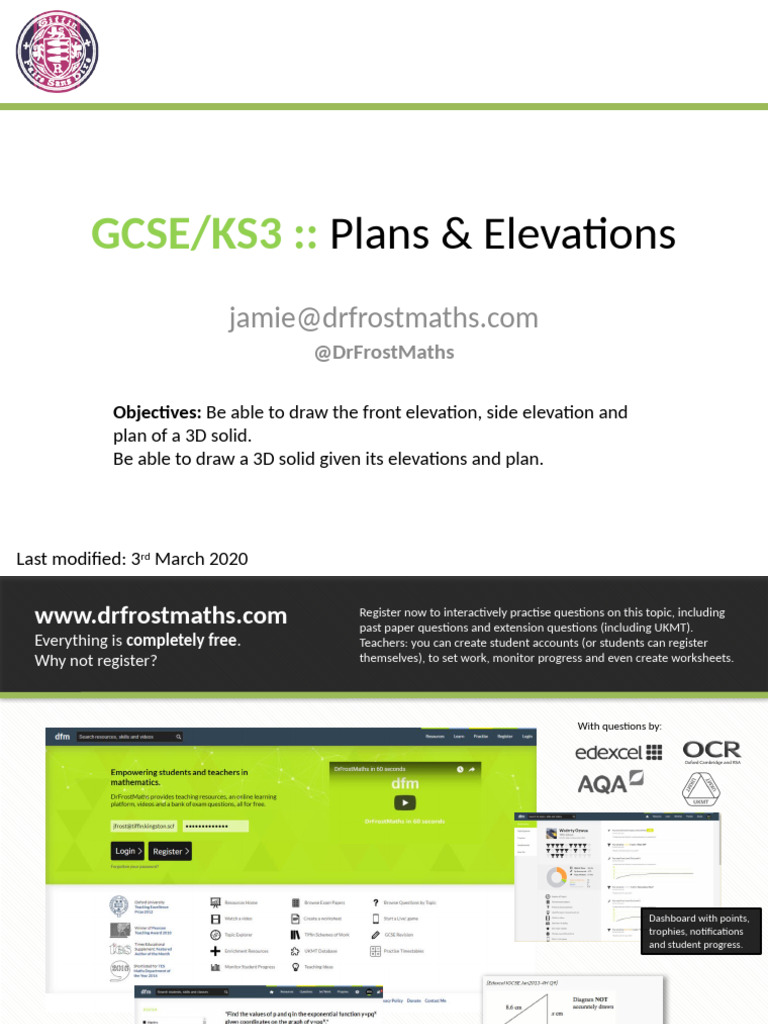 GCSE Plans and Elevations Guide | PDF | Volume