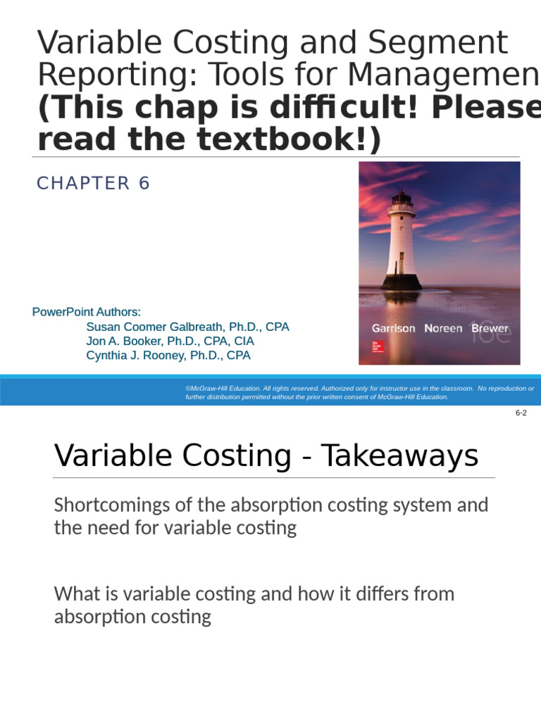Chap 6 Variable Costing and Segment Reporting Part 2 | PDF | Cost Of Goods Sold | Management ...