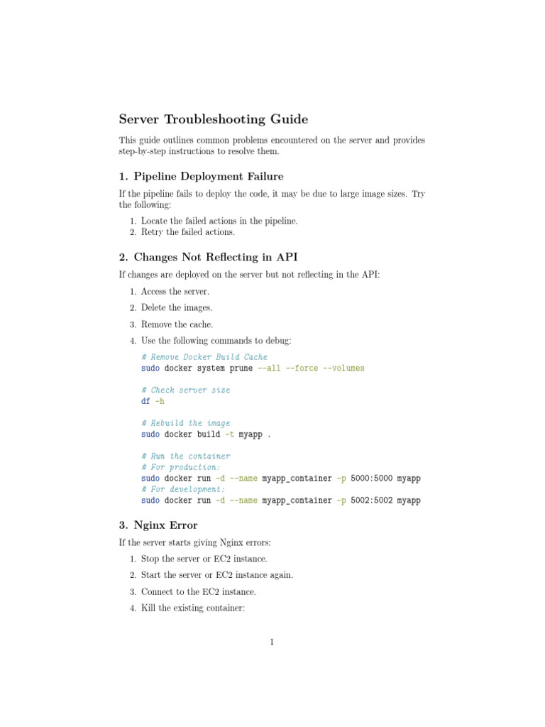Server Troubleshooting Guide | PDF