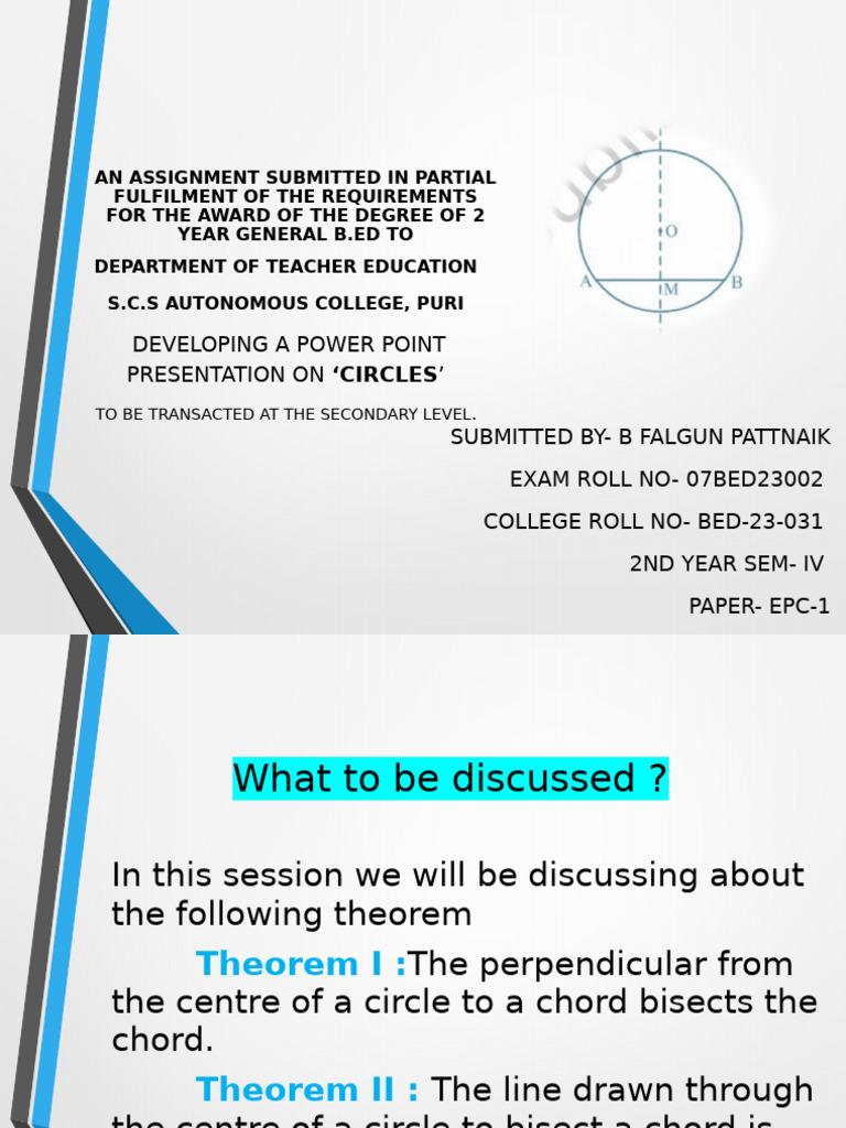 07BEd23002 - B Falgun - CIRCLES | PDF | Perpendicular | Circle