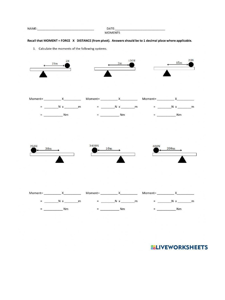 Worksheet Moment | PDF