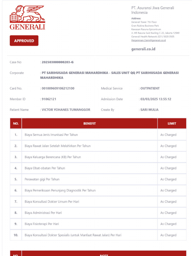 LOA Report - Generali Provider | PDF