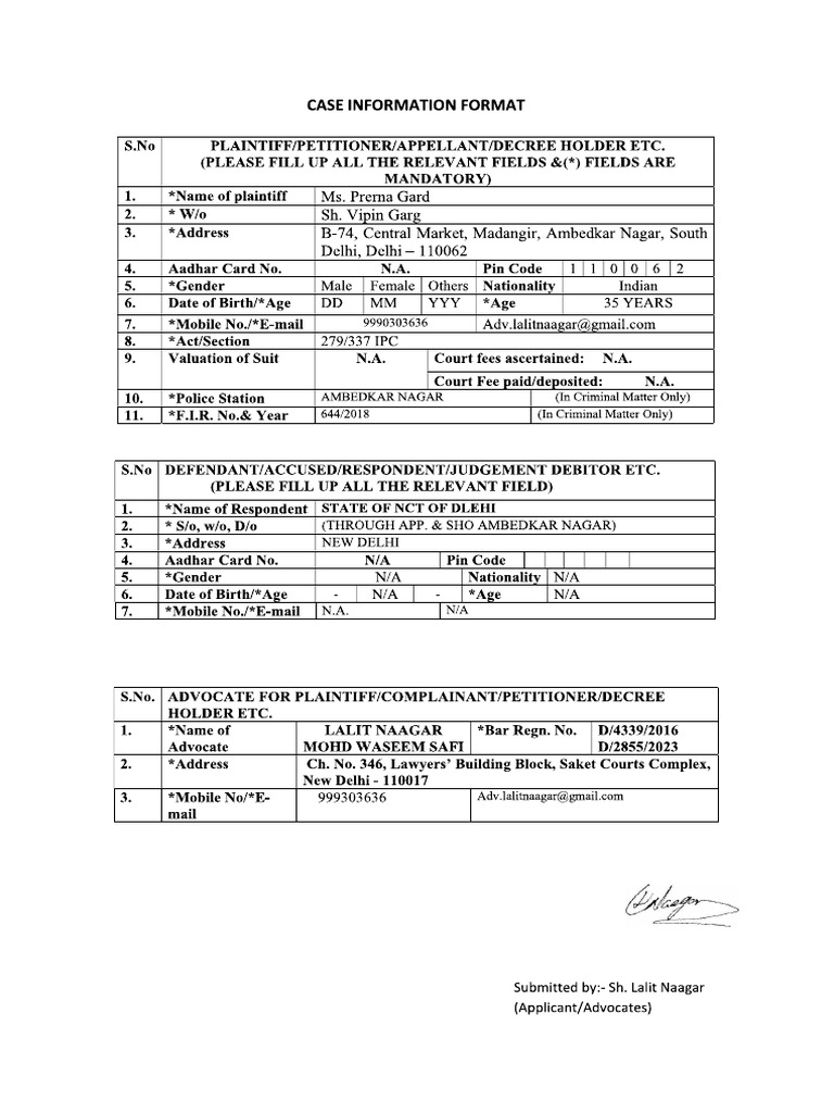 Case Information for Prerna Garg vs State | PDF