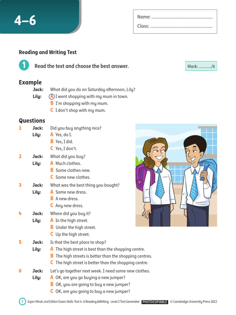 A1 Reading Test 4-6 | PDF