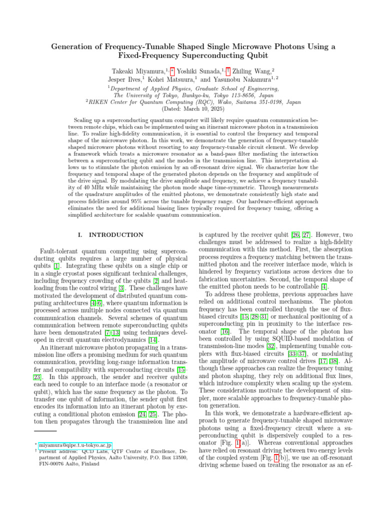 Generation Of Frequency Tunable Shaped Single Microwave Photons Using A Fixed Frequency