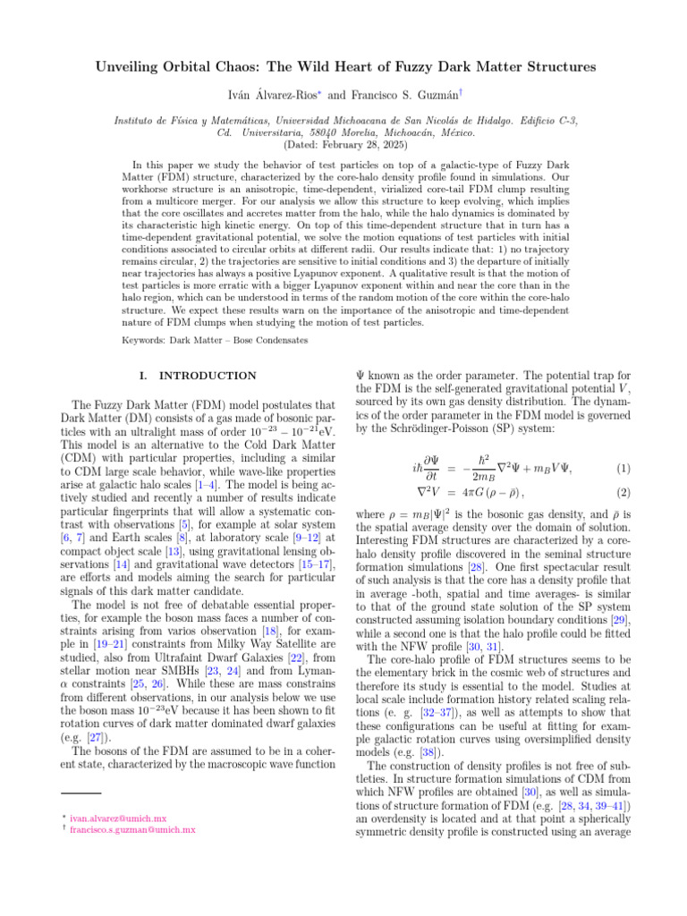 Unveiling Orbital Chaos: The Wild Heart of Fuzzy Dark Matter Structures | PDF | Dark Matter ...