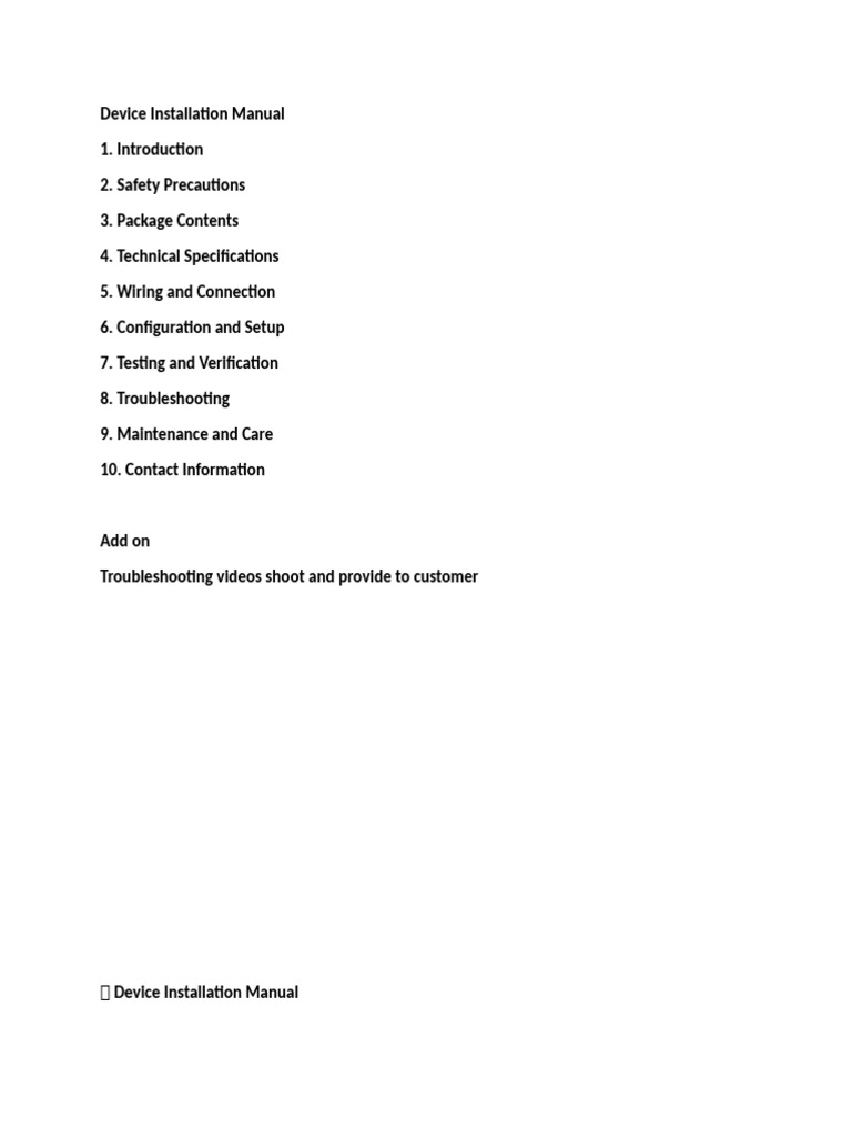 Device Installation Manual Sample | PDF | Electrical Wiring | Pressure ...