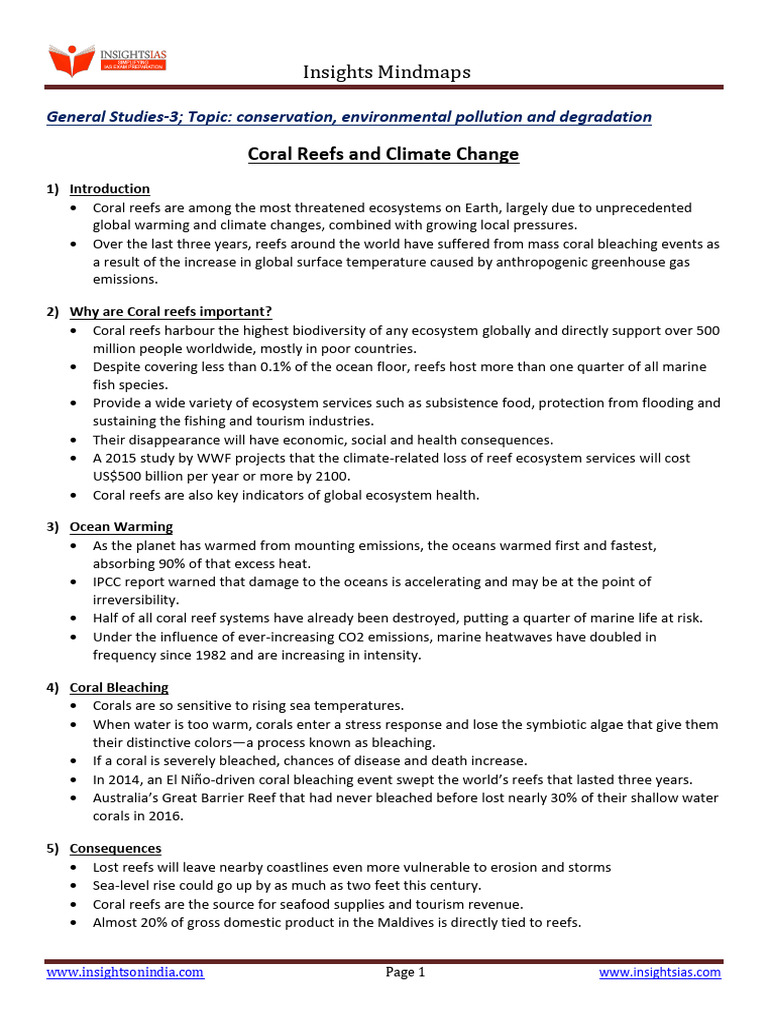 Coral Reefs and Climate Change | PDF | Climate Change | Coral Reef