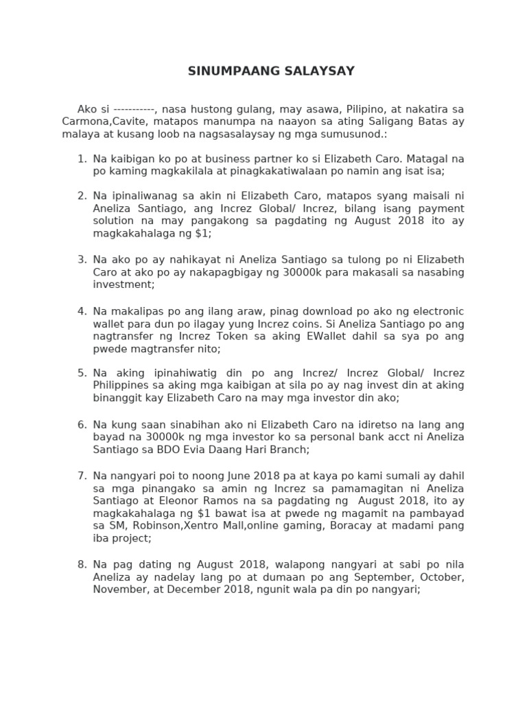 SINUMPAANG SALAYSAY Sample | PDF