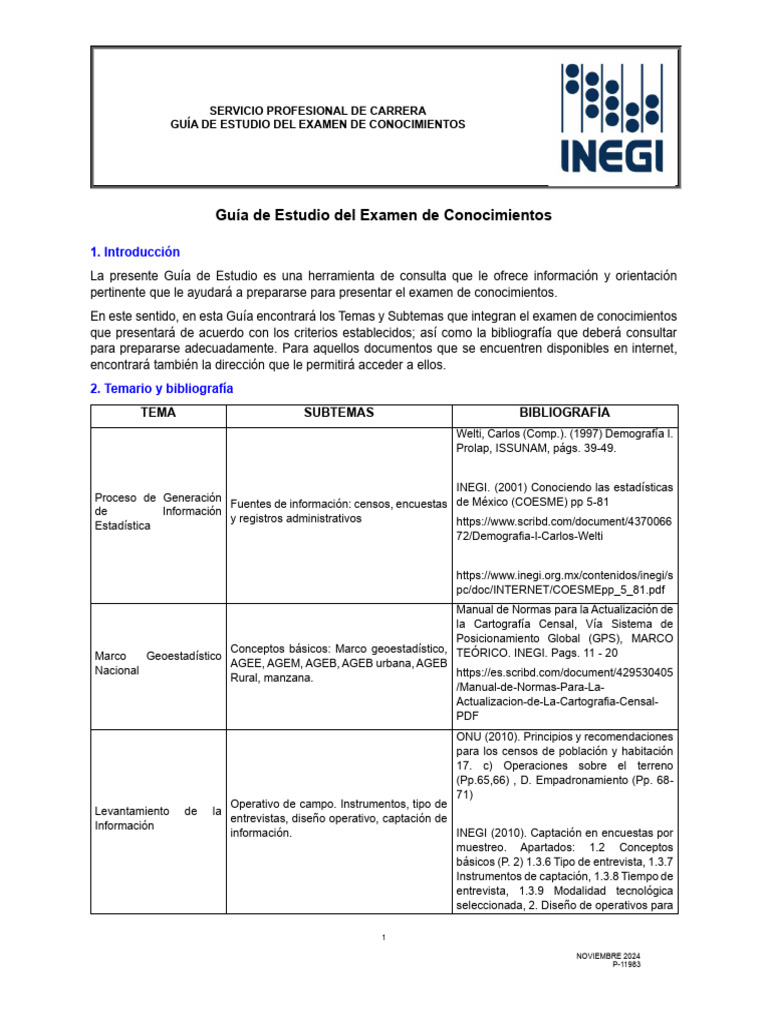 Guia de Estudio Inegi | PDF | Censo | México