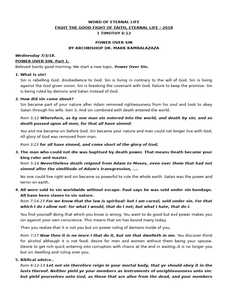 Power Over Sin: Biblical Insights | PDF | Sin | Eternal Life (Christianity)