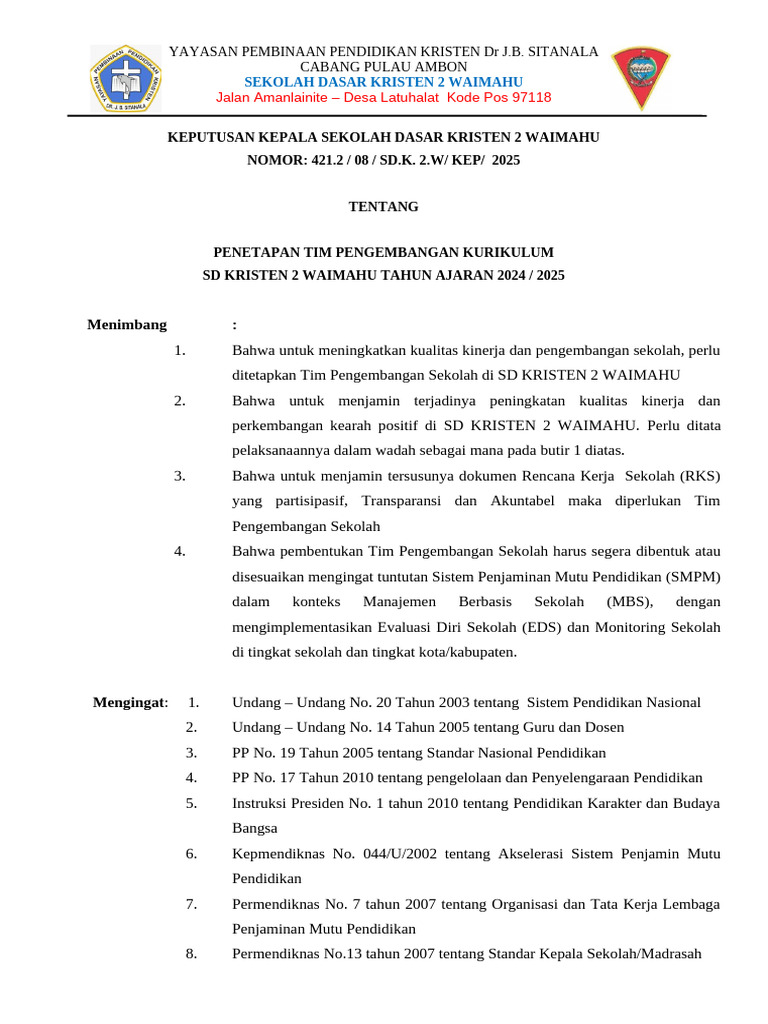 SK Penetapan Dan Pemberlakuan KSP Tahun 2024 | PDF