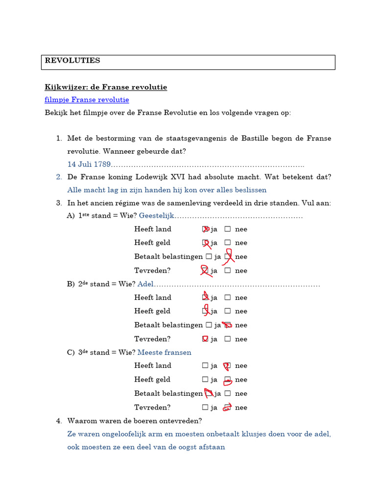 Kijkwijzer Franse Revolutie | PDF