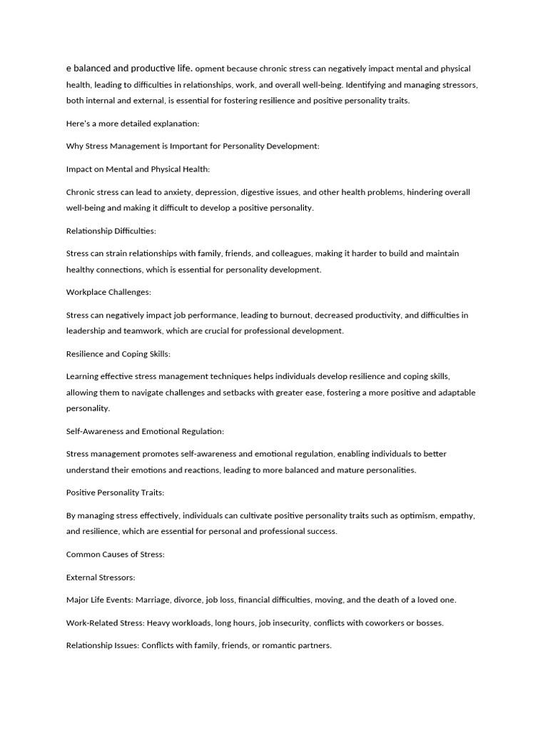 Stress Management for Personality Growth | PDF | Stress (Biology ...