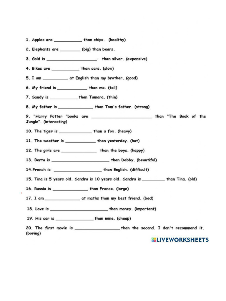 Worksheet 2202331 | PDF