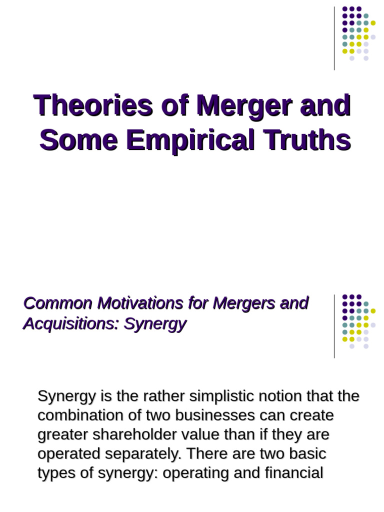 Mergers Motives and Emperical Findings-NEW | PDF | Mergers And ...