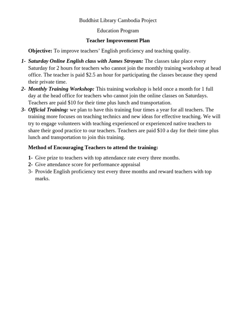Teacher Improvement Plan | PDF