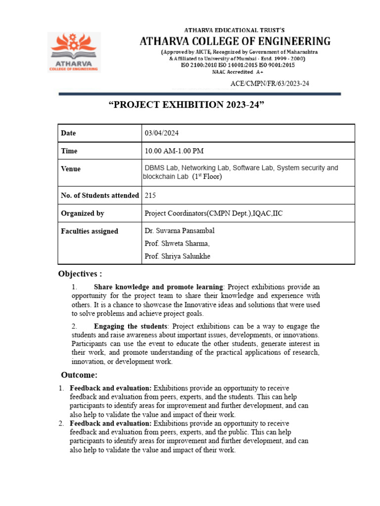 CMPN PROJECT EXHIBITION Report(03_04_24) | PDF