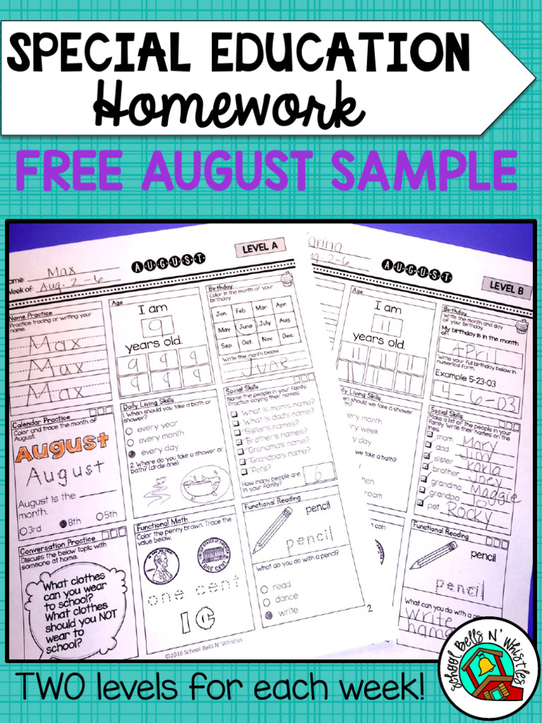 Special Education Weekly Homework Guide | PDF