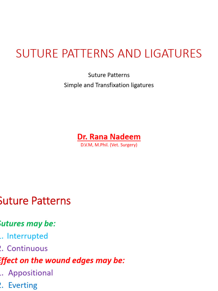 Suture Patterns and Ligatures | PDF