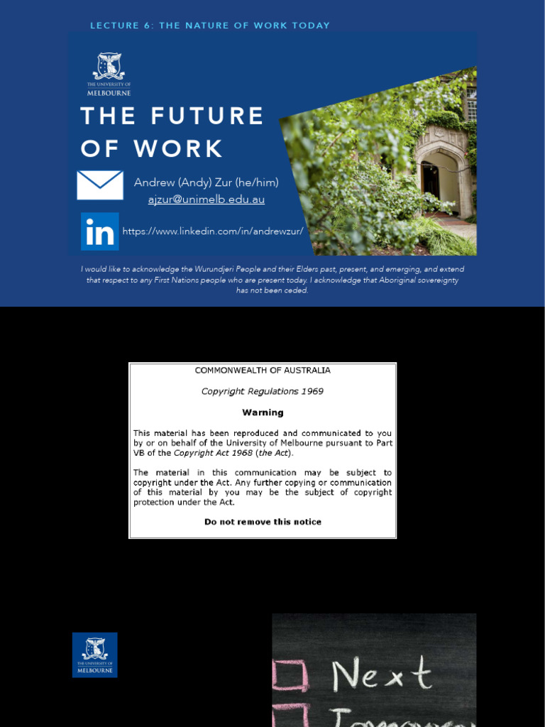 MGMT30019. SUM 2024. Lecture 06. The Nature of Work Today - Black ...