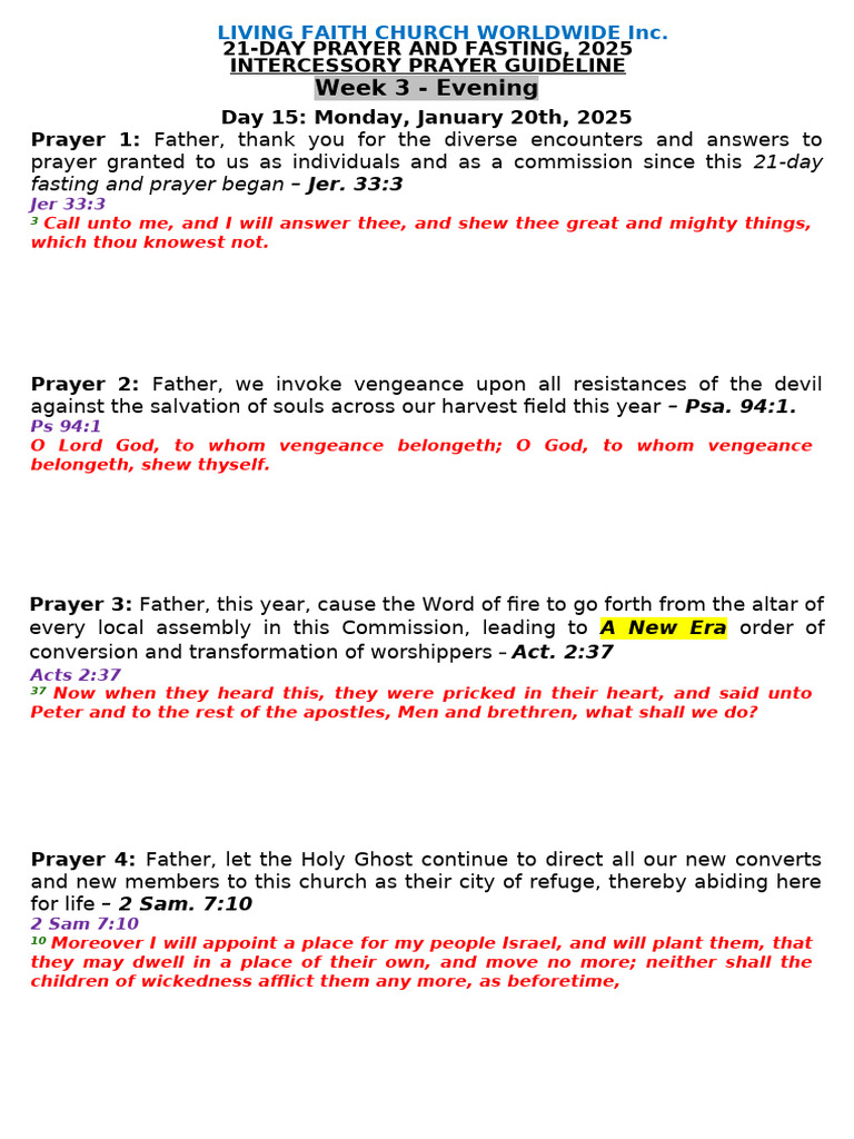 (With SCRPTR) Week 3 Eve. Prayers 21-DAY PRAYER AND FASTING 2025, INTERCESSORY PRAYER GUIDELINES ...