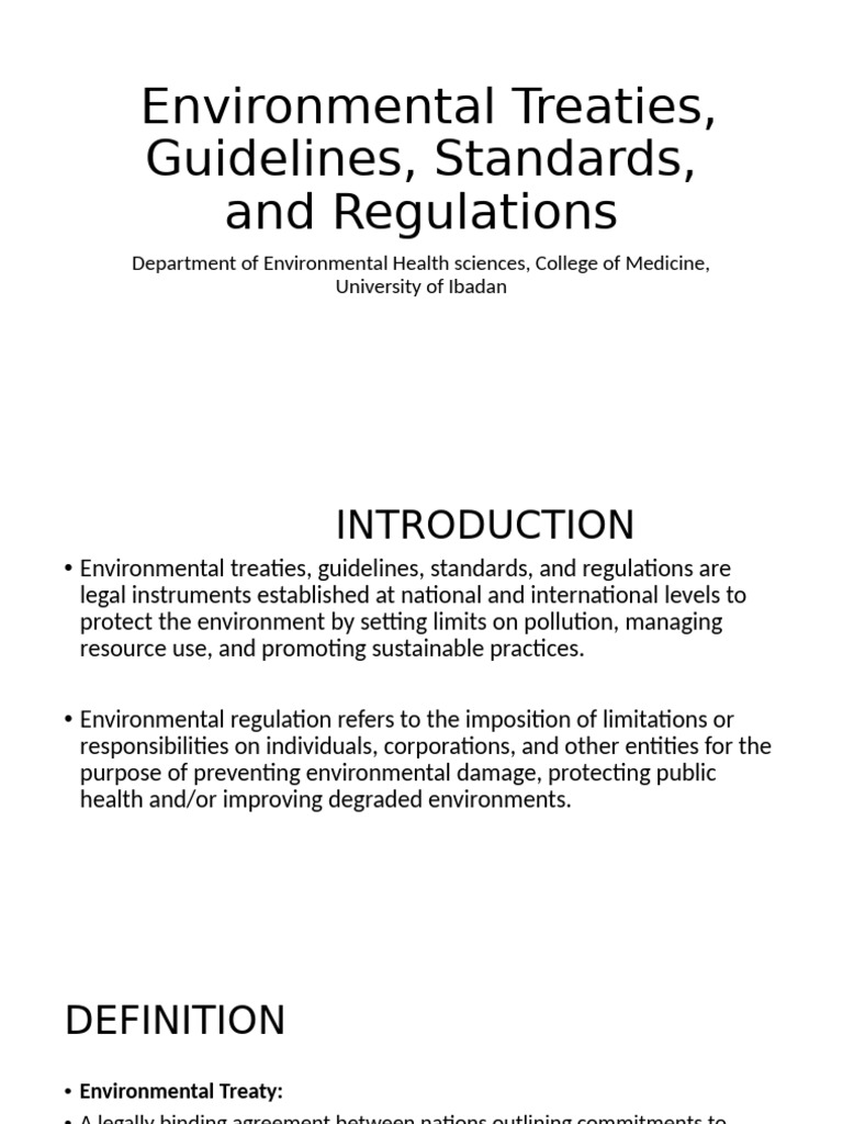 Environmental Treaties, Guidelines, Standards Note | PDF | Treaty ...