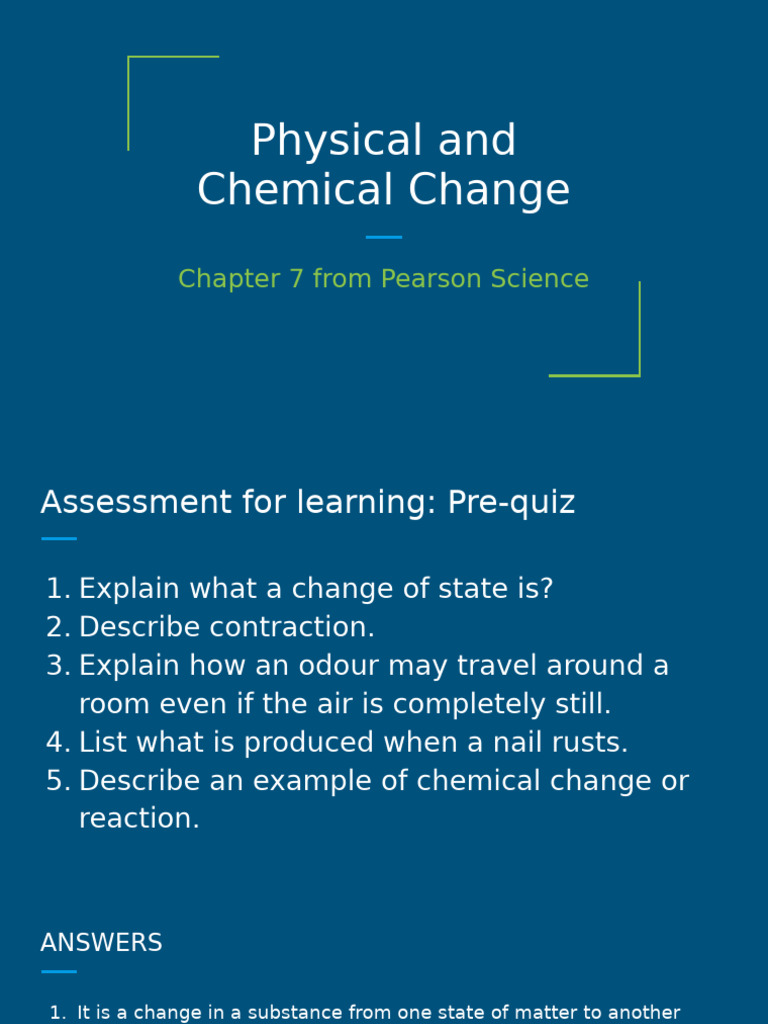 7.1 and 7.2 - Physical and Chemical Change - Updated | PDF | Thermal ...