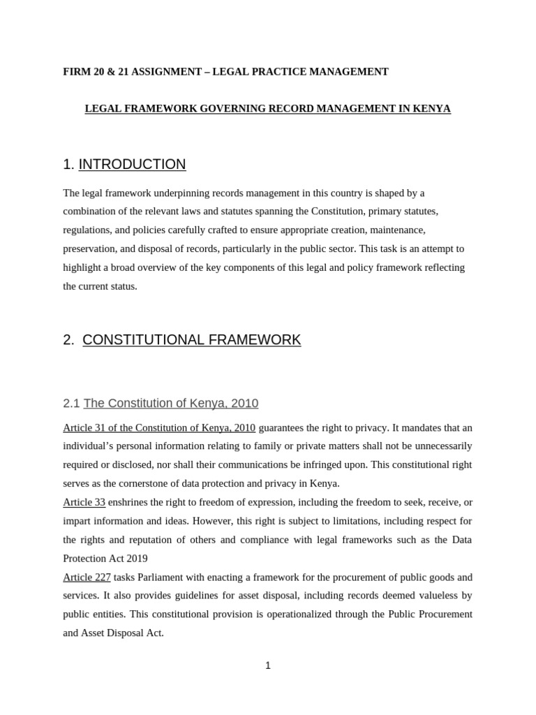 Legal Framework for Records Management in Kenya | PDF | Records ...