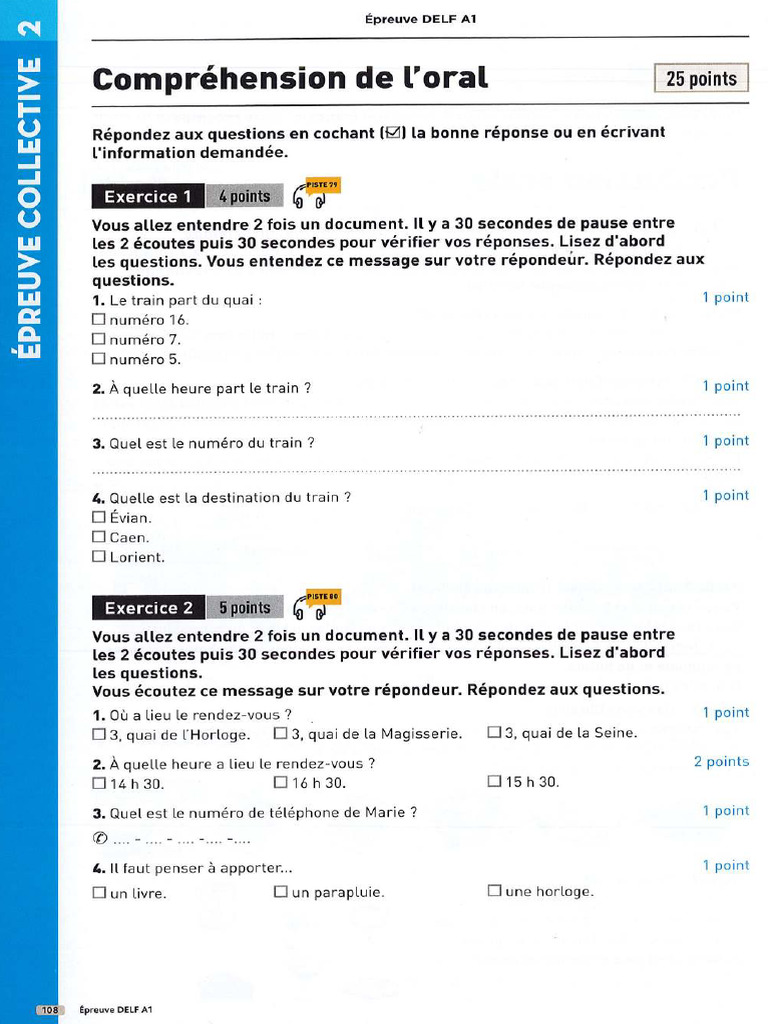 Delf A1 Reussite - Paper 2 | PDF