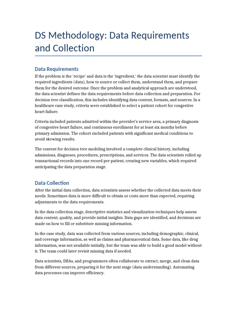 DS Methodology Data Requirements | PDF | Data | Data Science