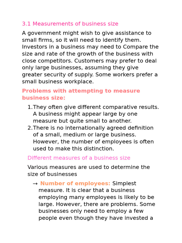 Measurements of Business Size As Notes | PDF | Mergers And Acquisitions ...