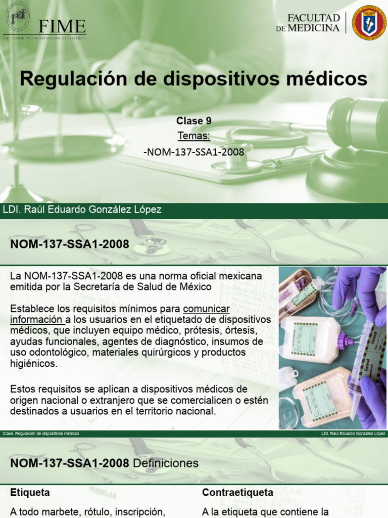 Clase 8 - Regulacion de Dispositivos Medicos.pptx | PDF | Dispositivo médico | Laboratorios