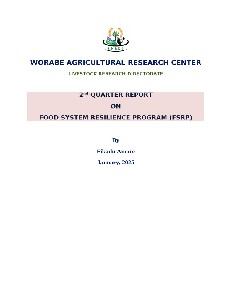 FSRP 2nd Quarter REPORT - Livestock | PDF | Cattle | Dairy Cattle
