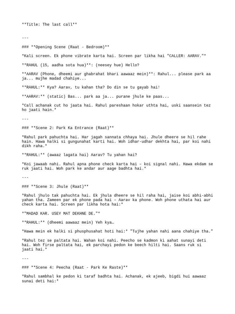 Aarav's Last Call: A Horror Tale | PDF