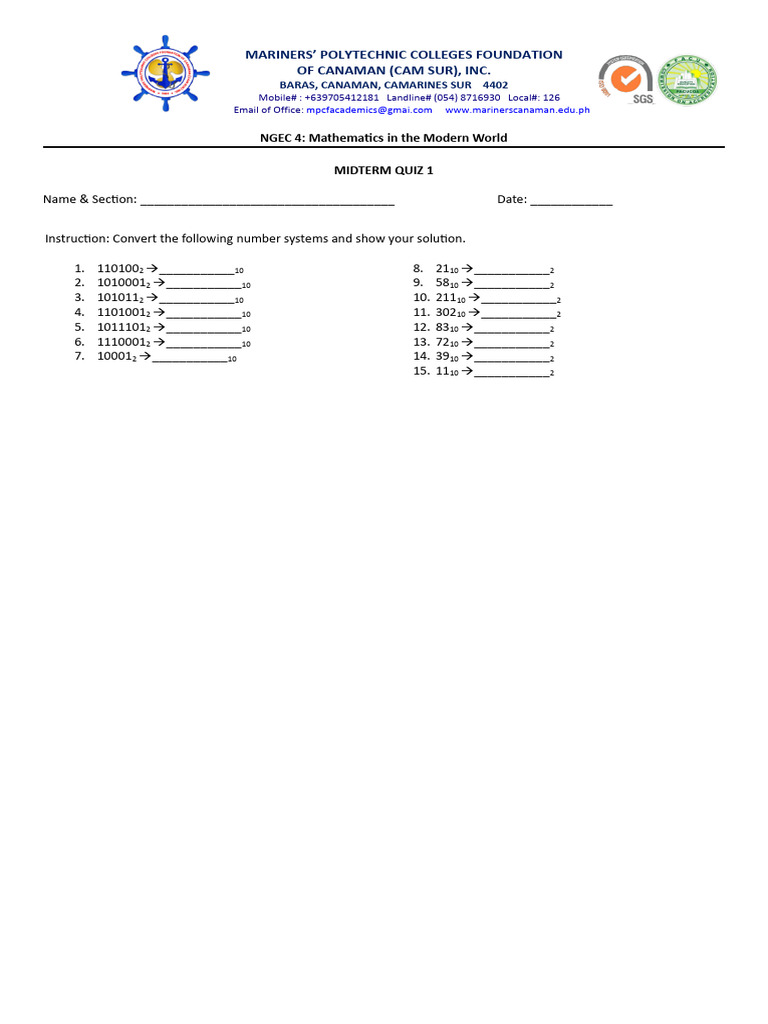 Midterm - Quiz 1 | PDF