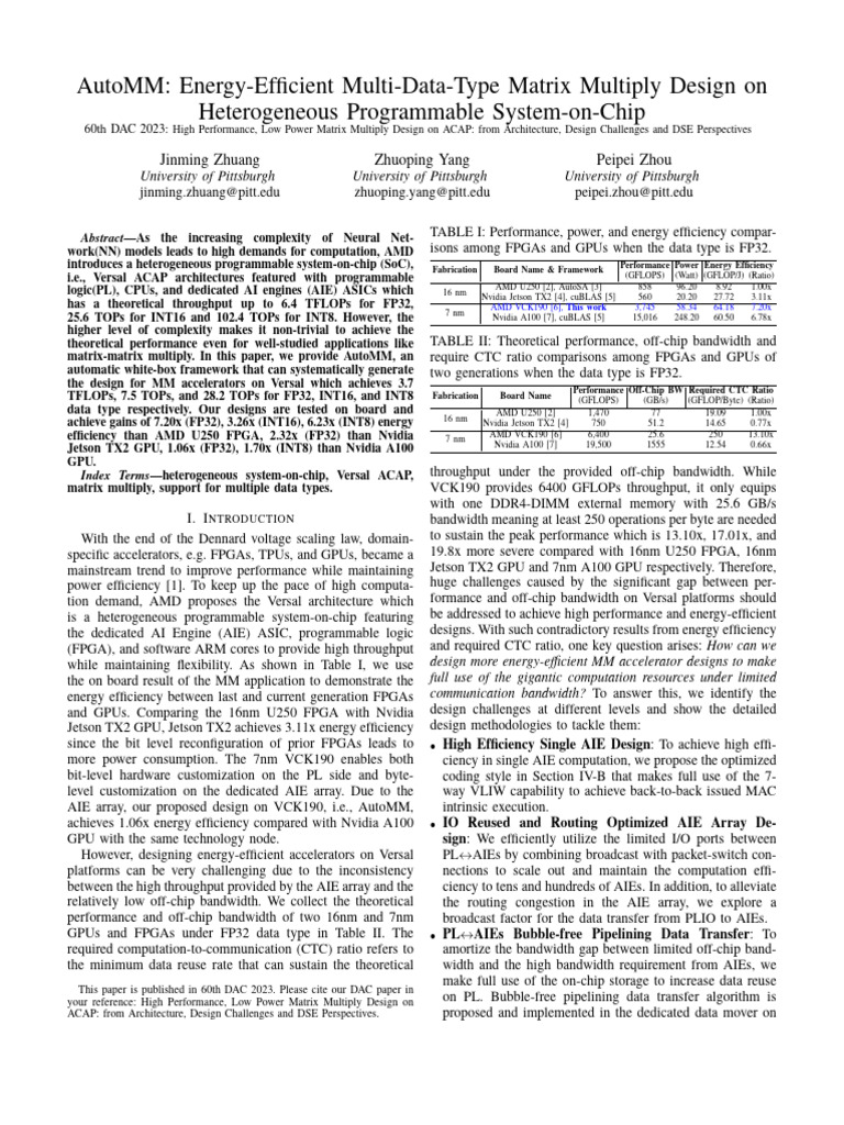 Energy-Efficient Matrix Multiply on SoC | PDF | Field Programmable Gate Array | Graphics ...