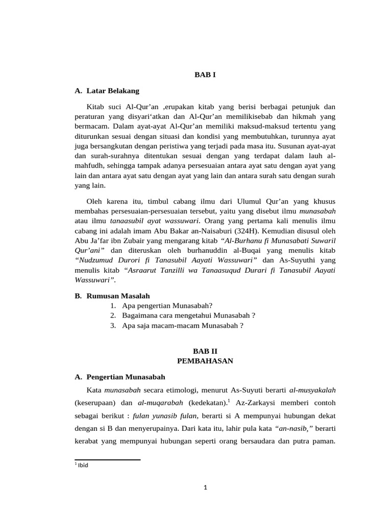 Pengertian dan Macam Munasabah | PDF