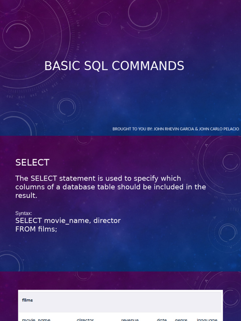 Basic SQL Commands | PDF Basic SQL Commands | PDF