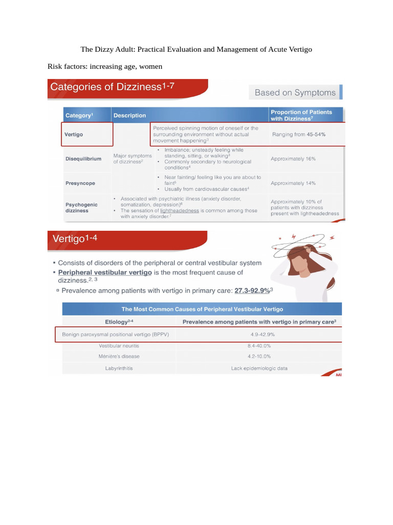 Managing Acute Vertigo in Adults | PDF
