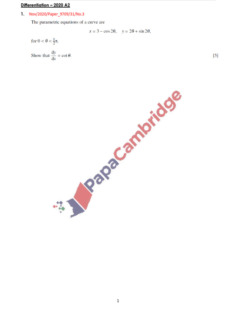2020 A2 Differentiation-1 | PDF