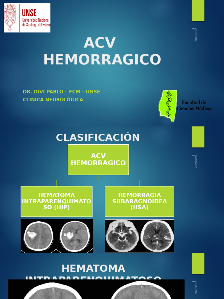 Acv Hemorragico | PDF | Medicina CLINICA | Especialidades Medicas