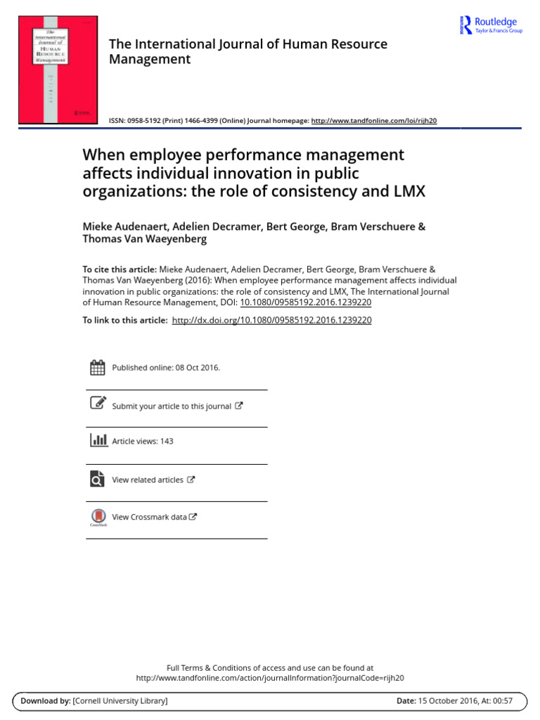When employee performance management affects individual innovation in ...
