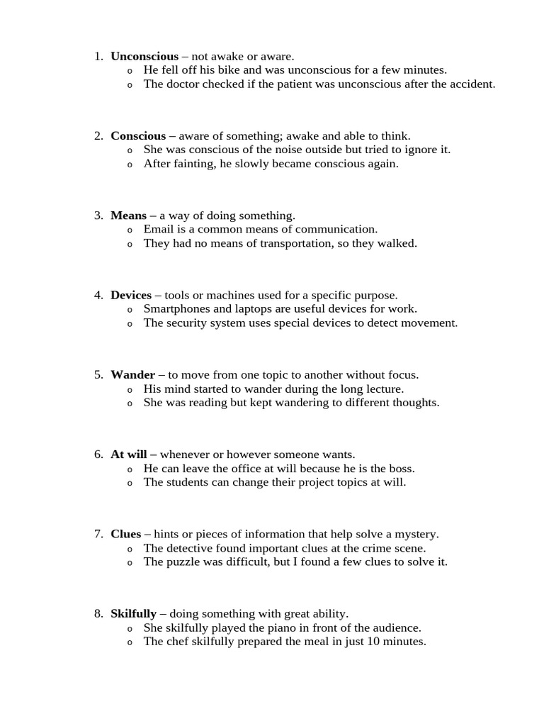 Vocabulary Definitions and Examples | PDF