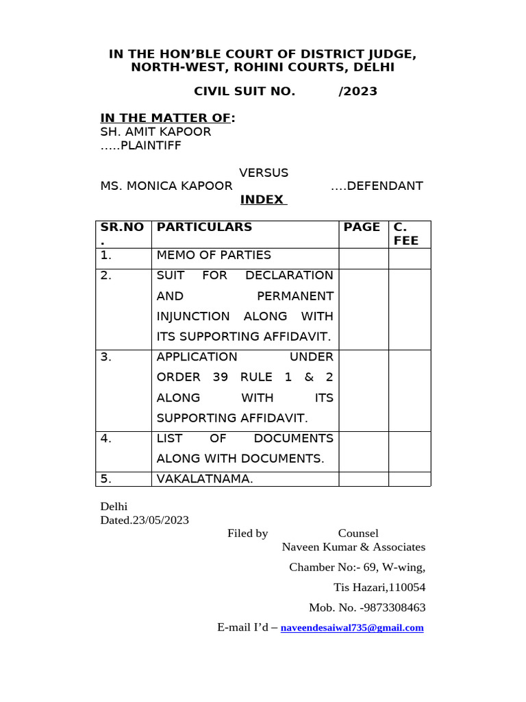 Suit For Declaration 18 05 2023 | PDF | Lawsuit | Affidavit