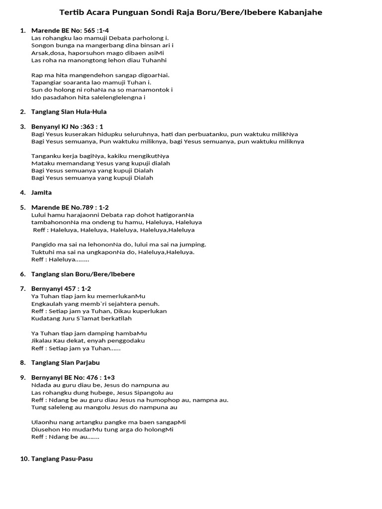 Tertib Acara Punguan Sondi Kabanjahe | PDF