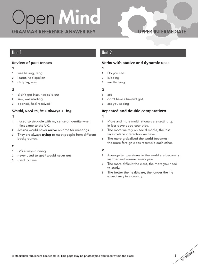 Student's Book Grammar Reference Answer Key | PDF | Verb | Linguistics