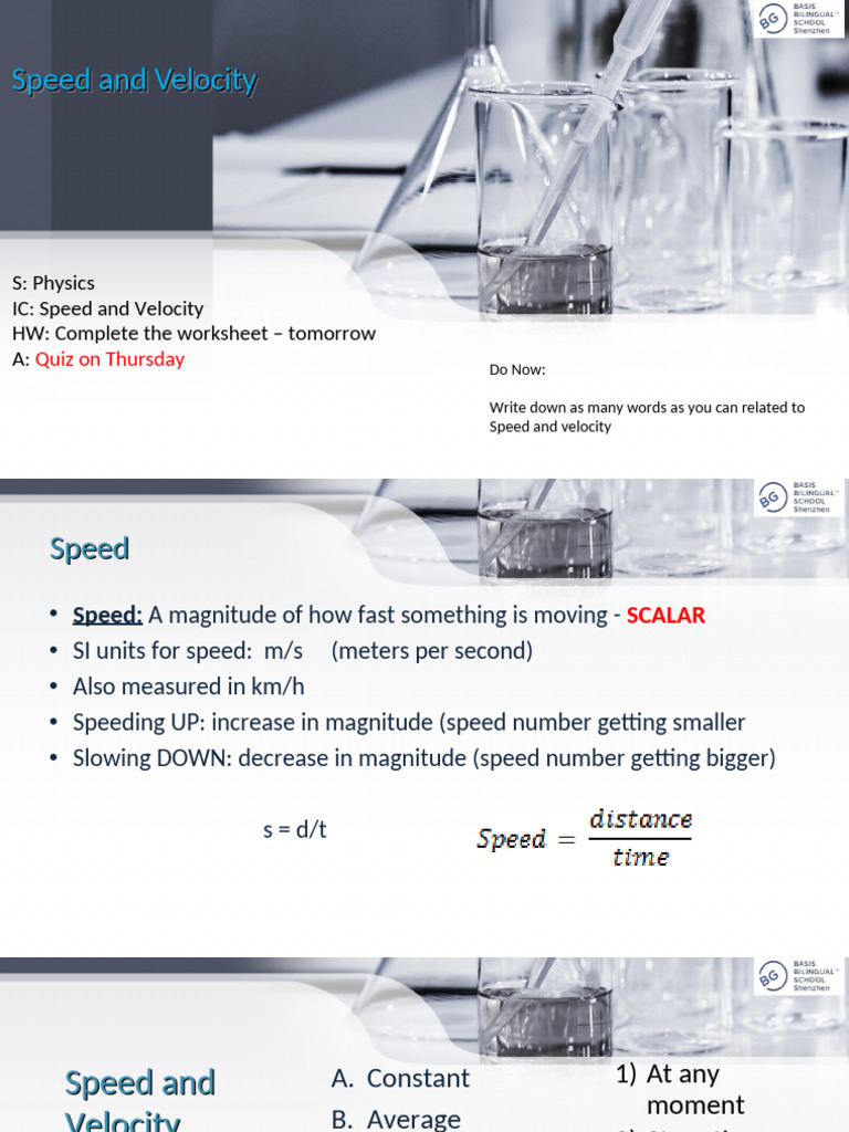 2024-10-14 - Speed and Velocity | PDF